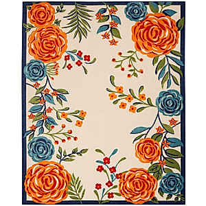 Nourison Aloha Indoor-Outdoor Modern Multicolor 3'6" x 5'6" Area Rug, Easy Cleaning, Non Shedding, Bed Room, Living Room, Dining Room, Kitchen (4x6)