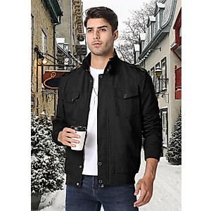 EKLENTSON Mens Winter Jacket Fleece Lined Jacket Military Jacket Men Windproof Jackets Outdoor Jacket Men Fall Jacket for Men