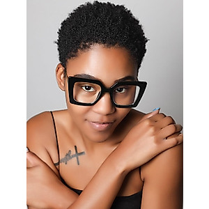 AIEYEZO Oversized Blue Light Glasses for Women, Anti Fatigue Prevent Headache Computer Eyeglasses (Black)