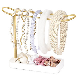 Mkono Headband Holder Metal Headband Organizer Gold Headband Stand Hair Accessories Organizer for Women Teen Girl Gifts Scrunchie Storage Display Rack for Claw Clip and Bracelets Dorm Bedroom Decor