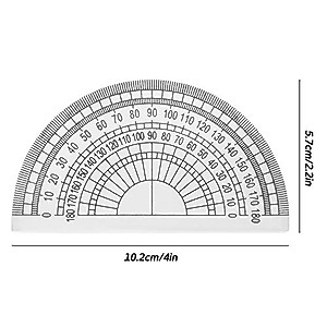 Set of 4, Clear Measuring Tools, DaKuan Plastic Straight Ruler (12 Inches and 6 Inches) and Protractor 180 Degree (4 Inch and 6 Inch)