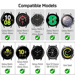Fintie Band Compatible with Samsung Galaxy Watch 6 Classic 43mm 47mm/5 Pro 45mm/6 & 5 & 4 40mm 44mm/4 Classic 42mm 46mm, 20mm Nylon Sports Replacement Strap, Black