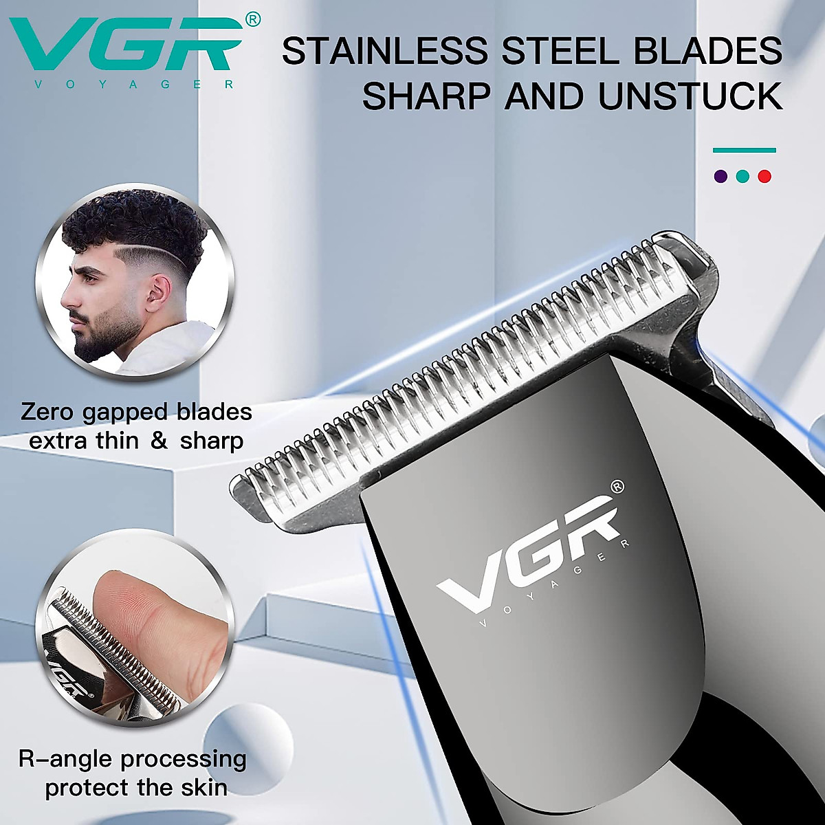 VGR Mens Hair Clippers Professional Hair Beard Trimmer 6 Level Adjustment, Electric Clippers Haircut Cutter Shaver with Household for Men, Kids, Pet Suitable for Home Daily Use 6 in 1 USB Charging