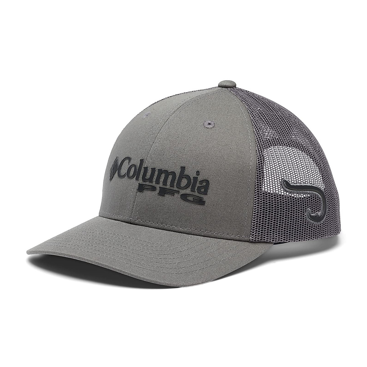 Columbia Unisex PFG Mesh Snap Back Ball Cap, Titanium/Black/Hook, One Size
