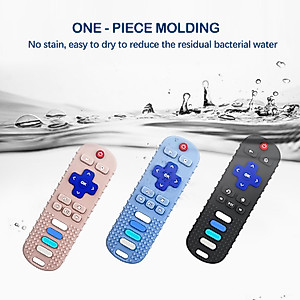 2Pack Teething Toys for Babies, Remote Control Shape Silicone Teether Toys,Baby Teethers for Toddlers Boys Girls (Black + Coral Color)