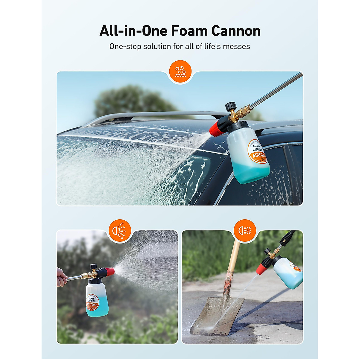 AstroAI Wide Neck Foam Cannon Aluminum, 1.0mm Orifice, Red