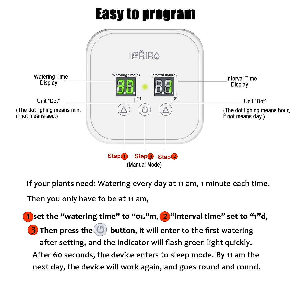 [Upgraded Pump] iPriro High Power Houseplants Automatic Watering System for 15 Potted Plants, Automated Watering Device with 30-Day Programmable Indoor Timer and 5V USB Charging Cable
