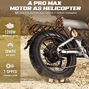 Adult Electric Bike 1200W Motor 32MPH, 48V 20AH Removable Battery EBike 20x4.0 Fat Tires, Beach Mountain Off-Road E Bbikes with Dual Shock Absorbers Bicicletas