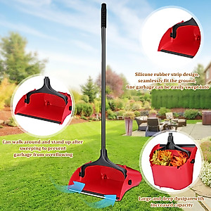 Weewooday 8 Pieces Commercial Lobby Dustpan Plastic Upright Dust Pan with Long Handle Metal Upright Dustpan Heavy Duty for Restaurants Commercial Lobby Garage Home and Outdoors Use (Red)