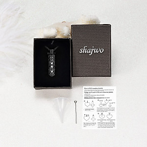 shajwo Cylinder Urn Necklace for Ashes for Women Men Cremation Jewelry Keepsake Memorial Human Pet Ashes Pendant,Black+Silver