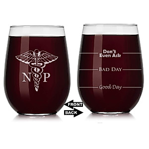 Wine Glass Mood Fill Lines NP Nurse Practitioner (Stemless, 17oz)