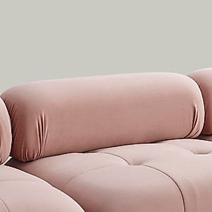 NordStorm 93" Modular Sectional Sofa, Upholstery Teddy Velvet Fabric Couch for Living Room Apartment, Convertible L Shaped Couch with Reversible Ottoman, Button Tufted Designed Free Combination