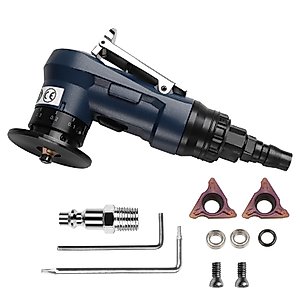 2 in 1 Mini Pneumatic Chamfering Machine,Air Chamfer Tool for Chamfering Metal Round Corner,45 degree Arc Corner Beveling Trimming Deburring Machine (Blue)
