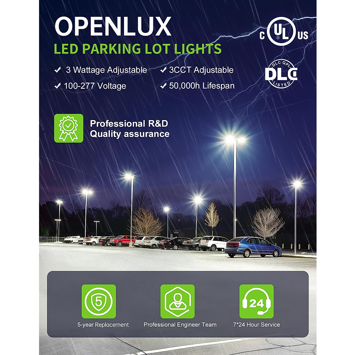 OPENLUX LED Parking Lot Light 150W 120W 90W Adjustable 4500K 5000K 5700K Tunable Up to 22500LM Photocell LED Shoebox Fixture Flood Pole Light Outdoor Field Lighting AC 100-277V