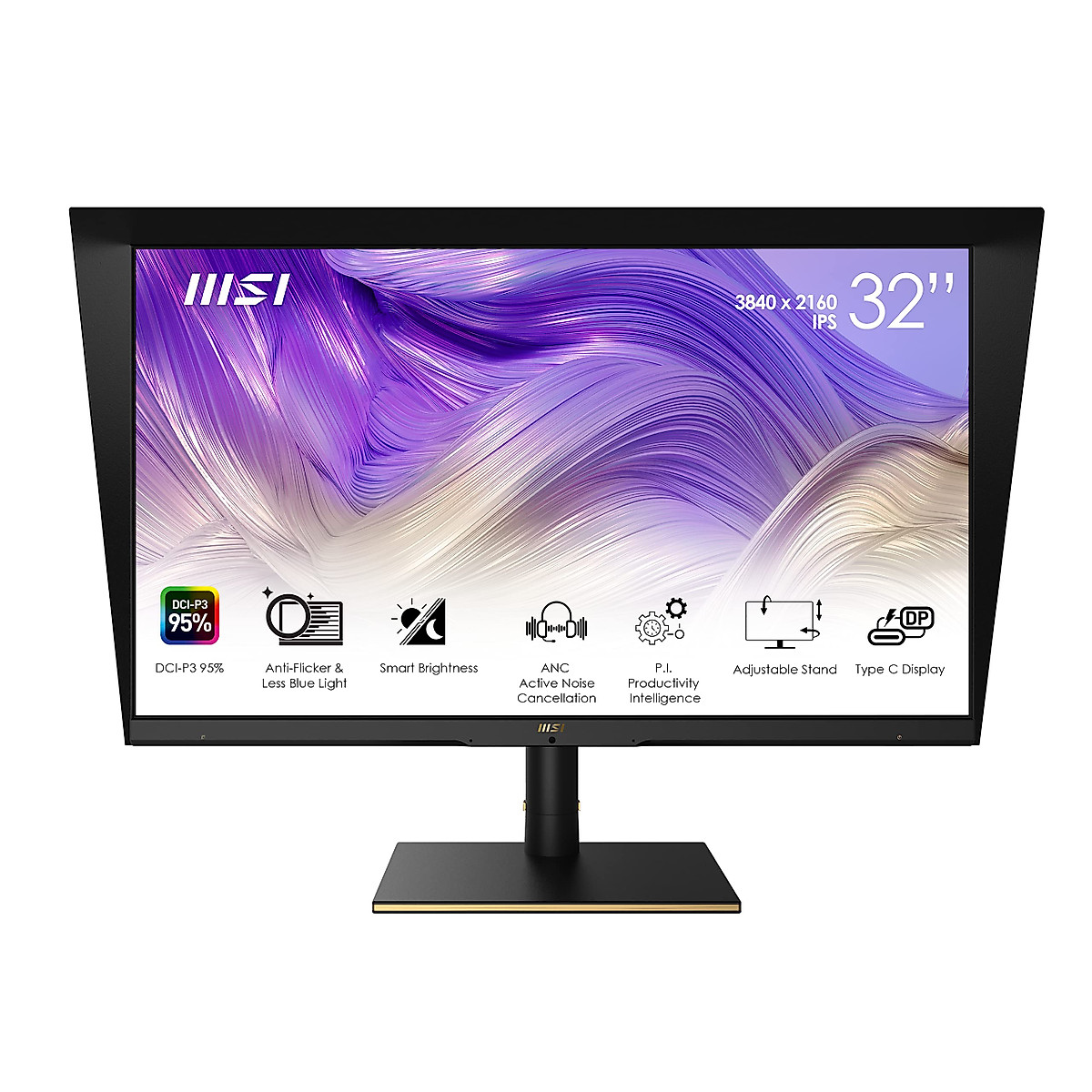 MSI Summit MS321UP, 32" Monitor, 3840 x 2160 (UHD), IPS, 60Hz, VESA Certified DisplayHDR 600, 4ms, HDMI, Displayport, USB C, Tilt, Swivel, Height Adjustable