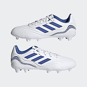 adidas Copa Sense.3 Firm Ground Soccer Shoe, White/Blue/Legacy Indigo, 11 US Unisex Little Kid
