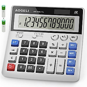 Calculators Desktop, Desk Calculator Two Way Power Battery and Solar Calculators Desktop,Big Buttons Easy to Press Used as Office Calculators for Desk,12 Digit Calculators Large Display Basic Office