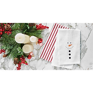 C&F Home Snowman Face Cotton Christmas Waffle Weave Kitchen Towel Decor Decoration 18" x 27" White