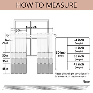 MRTREES Voile Sheer Curtains White, Leaves Embroidery Curtain Panels, Sheer Bedroom Curtain Tiers Rod Pocket Window Treatment for Living Room/Basement(2 Panels, 30x45 Inches, White Wheat Spike)