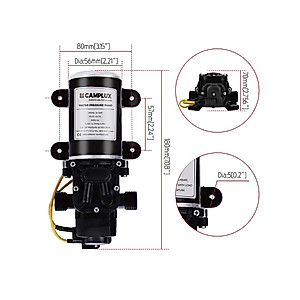 CAMPLUX 12V Water Pump Kit, 1.6 GPM 65 PSI High Pressure for Caravan RV Boat Gas Hot Water System
