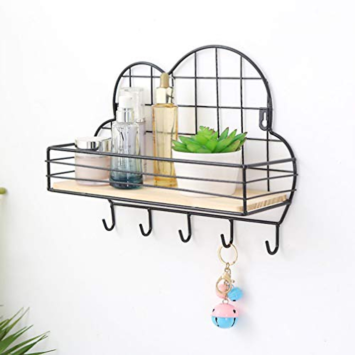 Tofficu Cloud Shape Storage Rack Durable Metal Wall-Mounted Shelf Home Decoration for Living Room Bedroom