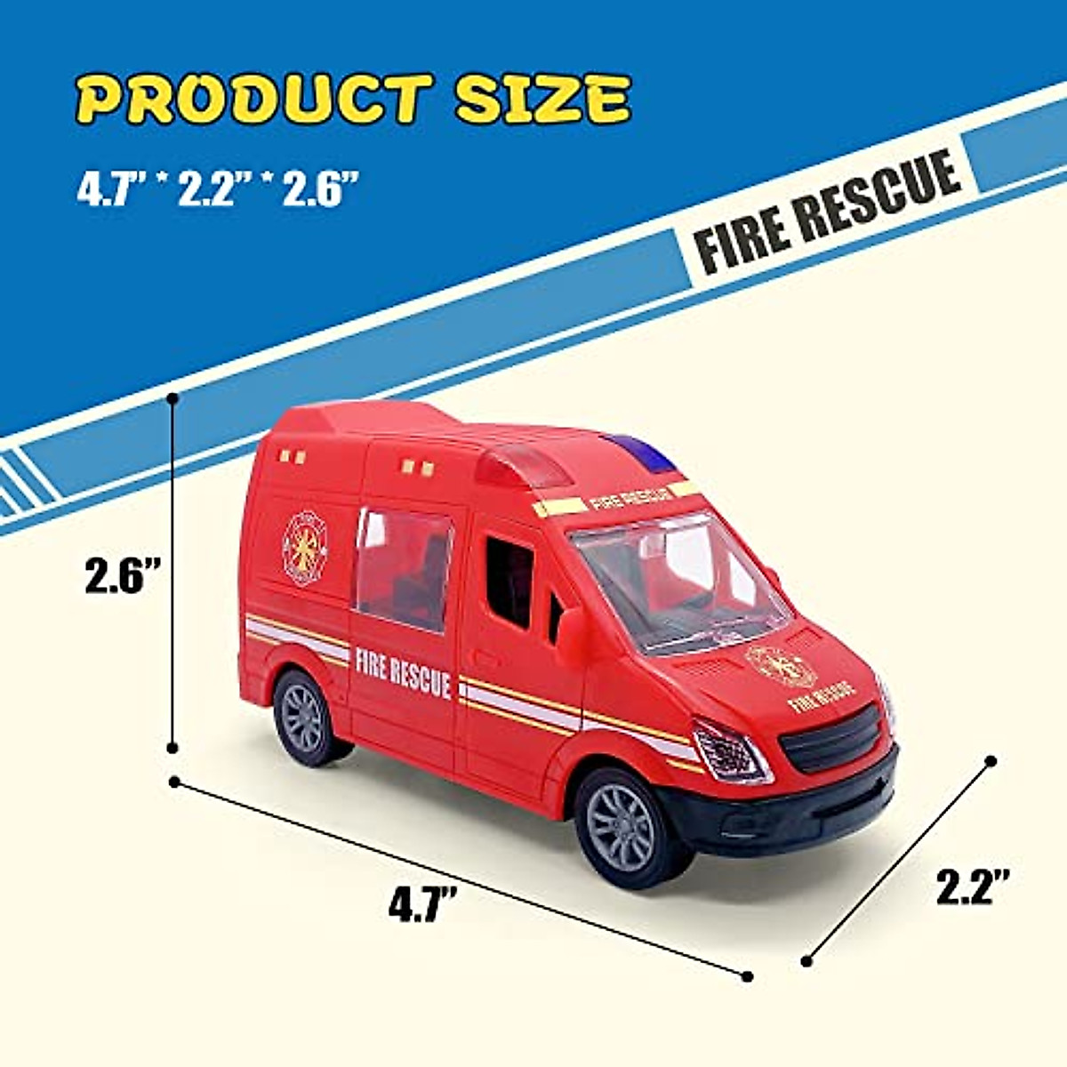 Wikineon Garbage Truck, Police Car Ambulance Toy, Toy Food Truck, Kids Toys Cars,Toddler Toys, Green Toys as your little One's Garbage Truck Toys Police Car Toy Food Van Collection Age 3+, Red Color