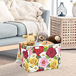 xigua Rose Storage Basket with Lids,Large Collapsible Storage Cube Bin for Bedroom,Shelves,Closet,Home,Office 16.5 * 12.6 * 11.8 In