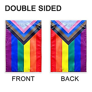 TSMD Progress Pride Garden Flag LGBTQ Inclusive Rainbow Flags Double Sided Outdoor Yard Decorative,12"x 18",2 Pack