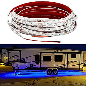 Dobertry Rv Underglow Led Light Kit, Underbody Accent Lighting for Camper Motorhome Travel Trailer Concession Stands Food Trucks, Rv Led Light Strip, Rv Awning Lighs, 5m(16.4ft), Dc 12v, Blue