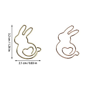 ZELARO 20 Pieces Cute Paper Clips, Metal Rabbit Shaped Paper Clips Animal Bookmark Clip for Home Office School Documents, Notes Organizing (Gold)