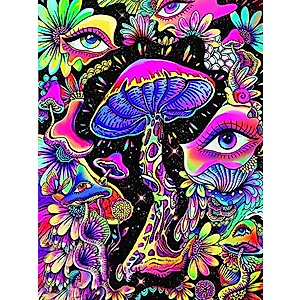 Suyaloo Mushroom Diamond Painting Kits for Adults,5D Full Drill Round Crystal Rhinestone Diamond Art Gem Painting,DIY Mandala Diamond Painting Animals for Home Wall Decor 11.7x15.8inch