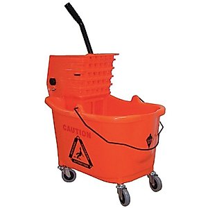 Mop Bucket and Wringer, 8-3/4 gal, Orange