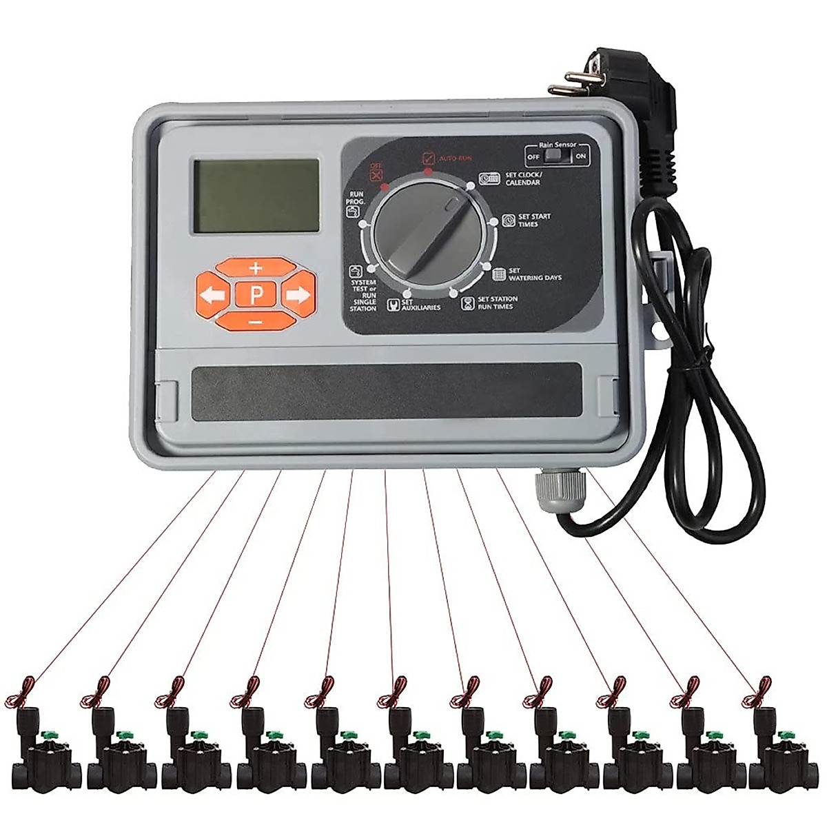 HAHFKJ 11 Station Garden Automatic Irrigation Controller Water Timer Watering System with EU Standard Internal Transformer