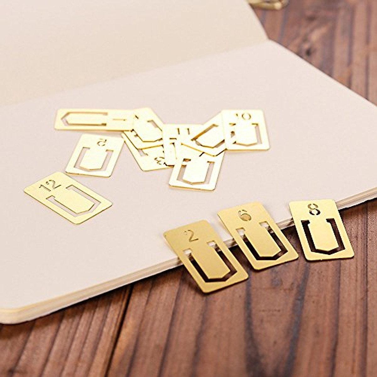 EKLOEN 12pcs Brass Bookmarks, Mini Cute 1-12 Number Book Marks Ideal Gifts