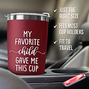 Mothers Day Gifts For Mom From Son, Daughter - Mothers Day Gift Ideas Funny - Great Mothers Day I Love You Gag Gift, Best Birthday Present for Mother-In-Law, Stepmom, Bonus Mom - Red Tumbler Cup 20oz