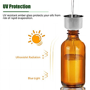 Othmro 2oz+3.4oz Glass Dropper Bottle, 60ml, 100ml Amber Glass Tincture Bottles with 1 Stainless Steel Funnels, Leakproof Essential Oils Bottle for Storage and Travel, Set of 4