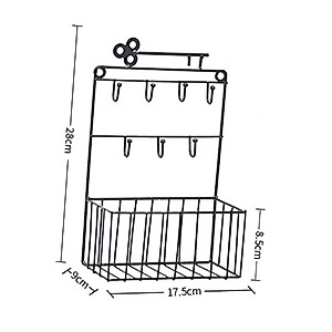 FUNOMOCYA Wall Hanging Shelf Storage Rack with Hooks Wall Mount Shelves Multifunctioanl Storage Hanging Shelf Wire Storage Baskets Pot Rack Hooks Kitchen Wall Storage Basket Black