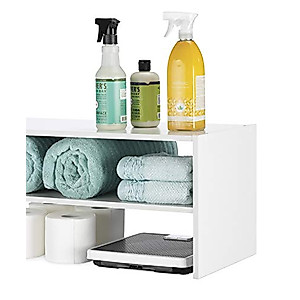 Whitmor Wood Stackable 2-Shelf Shoe Rack, White, 24 inches