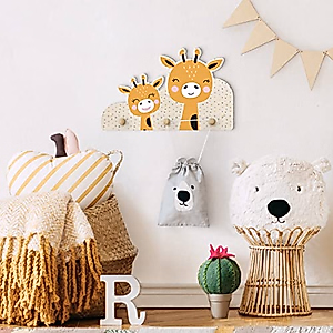 Bilderwelten Children's coat rack - Giraffe With Baby Giraffe, Dimension HxW: 9.84x15.74 in.