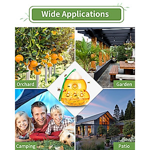 Wasp Trap Outdoor Hanging, Bee Traps Catcher, Effective Outdoor Wasp Killer Insect Catcher, New Upgrade Non-Toxic Reusable Hornet Yellow Jacket Trap (Orange, 2 Pack)