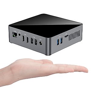 Mini PC Windows 10 Pro, Intel Celeron J4125(up to 2.7GHz) Mini Computers 8GB LPDDR4 128GB SSD Small Desktop PC Support Dual WiFi/Gigabit Ethernet /BT4.2 /USB3.0 /4K HD