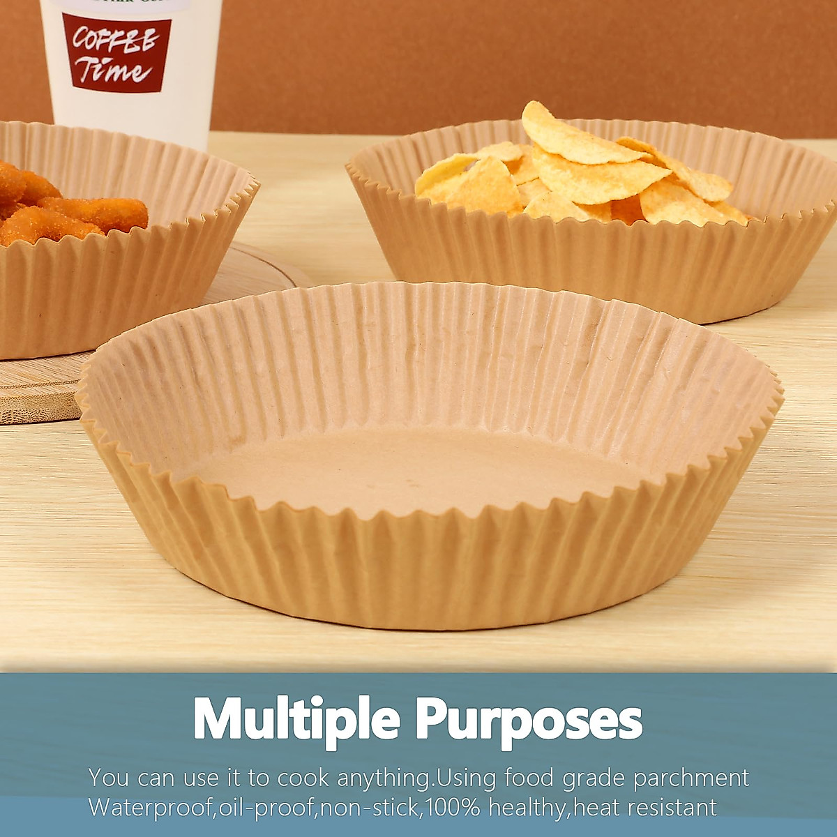 200PCS Air Fryer Paper Liners, Disposable Non-Stick Air Fryer Parchment Paper Fit 4-8QT Air fryer Basket Oil Resistant, Waterproof Baking Paper Roasting Microwave (Round,8 Inch)