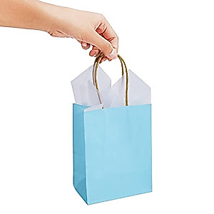 60 Pack Mini Small Pink Blue Green Purple Colored Paper Gift Bags with Handles for Birthday Wedding Baby Shower Party Favors, Shopping, Retail, Merchandise, 6.3x4.7x2.75 Inch ( 4 Colors Assorted)