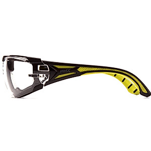 Pyramex Endeavor Plus Safety Glass Black/Green Frame With Foam Padding Clear H2MAX Anti-fog Lens