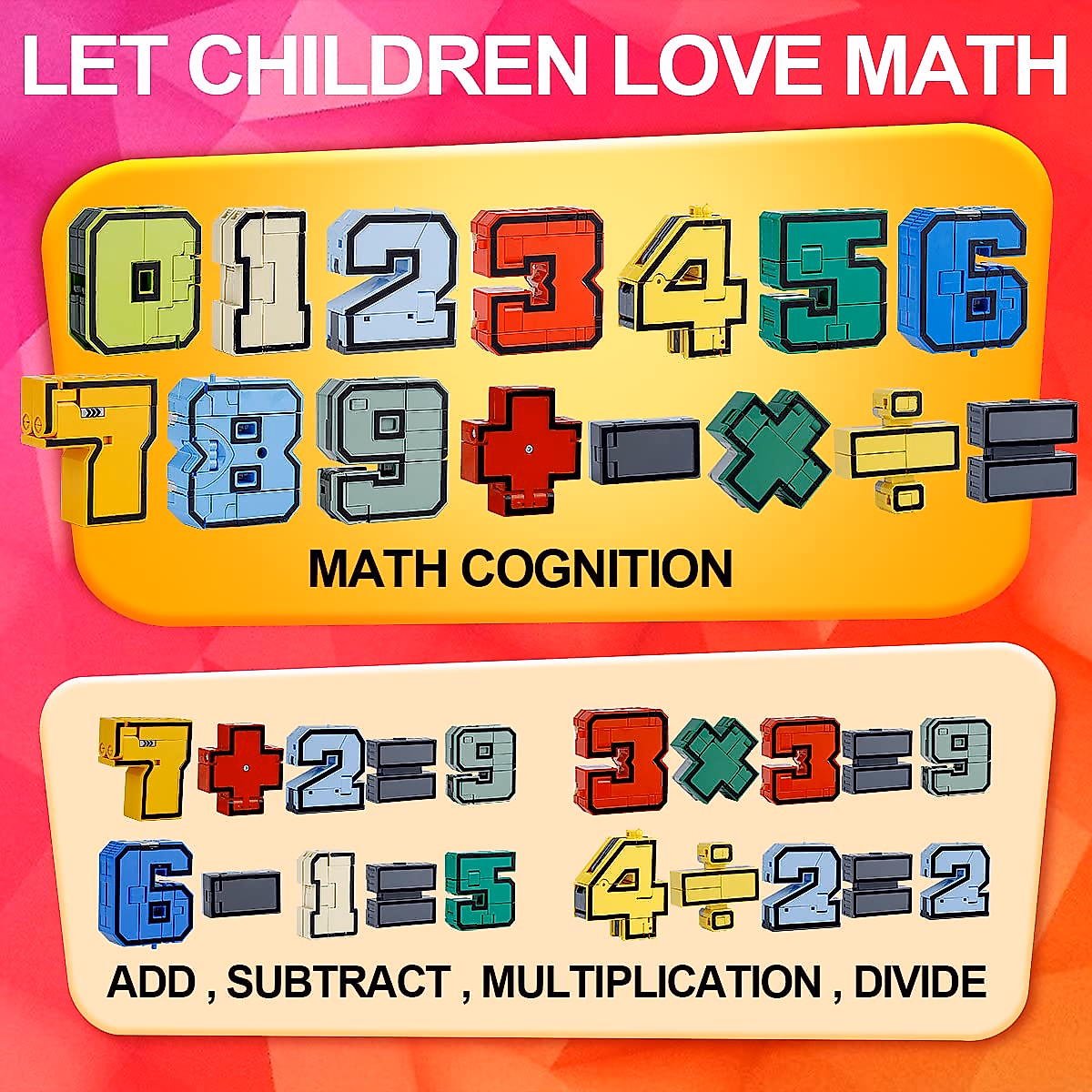 15 Pcs Number Rots Robots Transforming Blocks Toys for 3 4 5+ 6 7 8 Years Old Boys Girls Figure Toy STEM for Montessori Teaching Preschool Learning & Education Bot Bots Toys