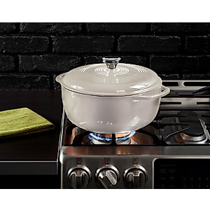 Lodge EC6D13 Enameled Cast Iron Dutch Oven, 6-Quart, Oyster White and Enameled Cast Iron & Ceramic Stoneware Care Kit