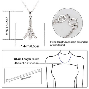 Gemschest Sterling Silver Eiffel Tower Pendant Necklace Paris Jewelry for Mom Women with 18" Silver Chain