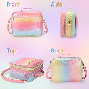 Kids Lunch Box Insulated Lunch Bag Box for Girls 3-12 Lunch Box School Supplies Reusable Lunch Box for Girls Back to School Leakproof Cooler Lunch Tote Bag with Adjustable Shoulder Strap
