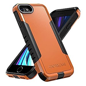 CAPERCASE Everyday Carry Series for iPhone se case, iPhone 8 case, iPhone 7 case, iPhone se 2022 case, iPhone se case 2020, Men Hard Shockproof Protective case, Orange