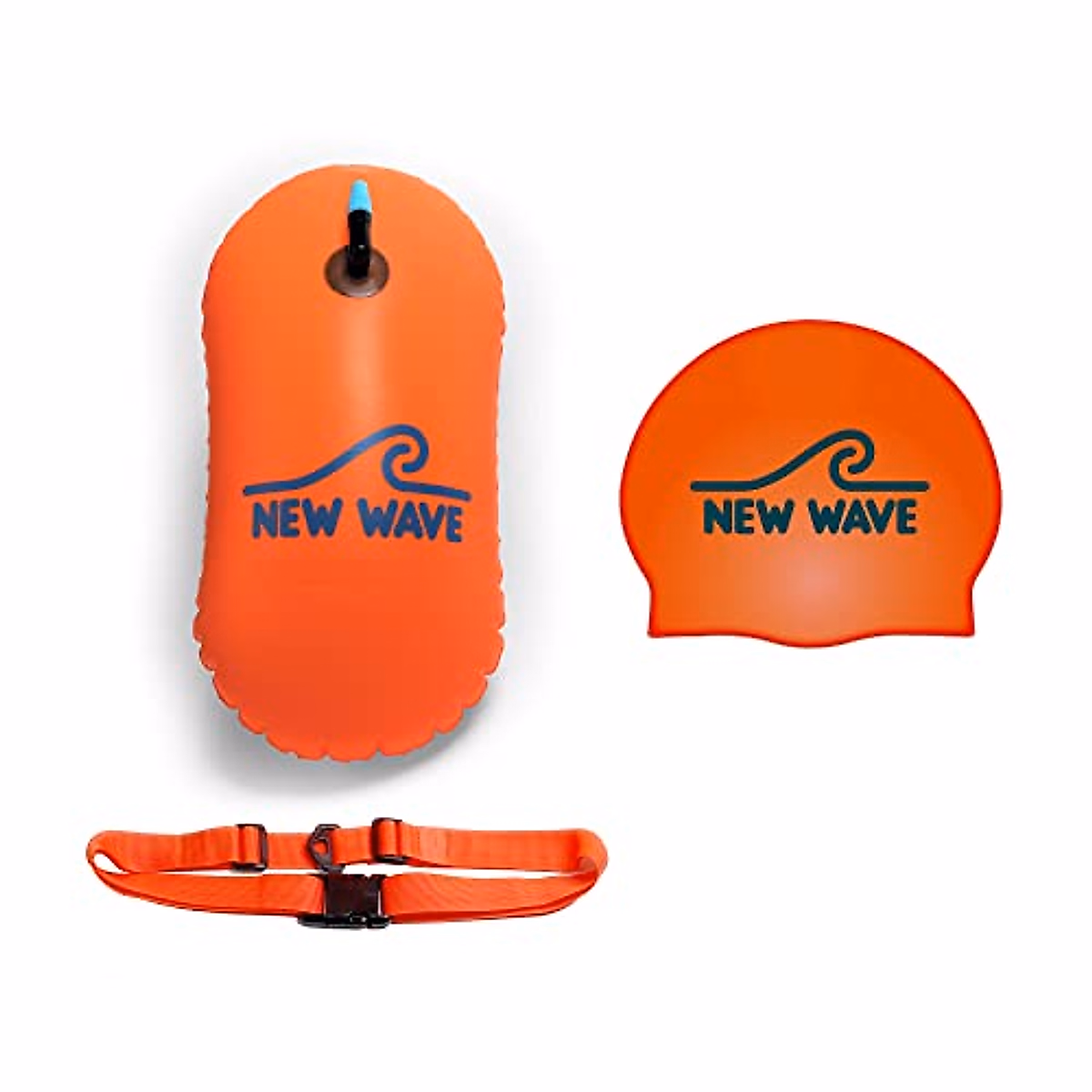 New Wave Swim Bubble and Swim Cap Bundle - Orange